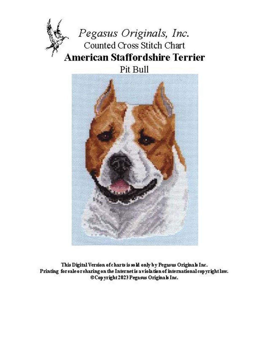 Cross Stitch Chart Pit Bull - American Staffordshire Terrier Download ...