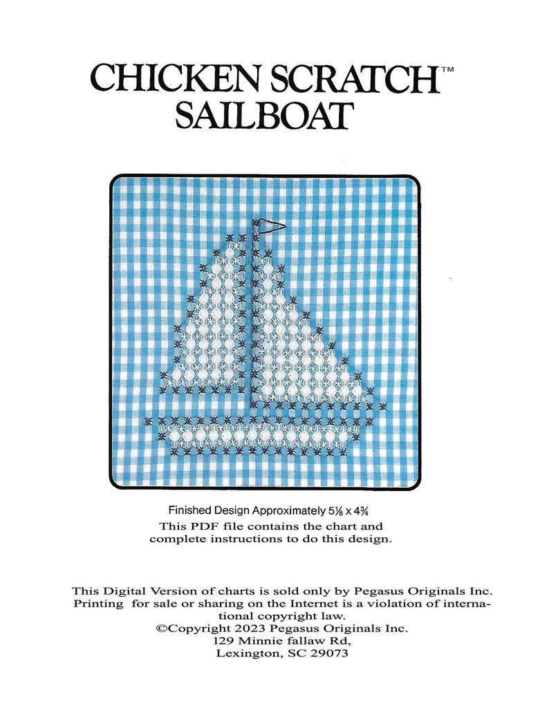 PDF Chicken Scratch Embroidery Sailboat Downloadable Beginner Project ...