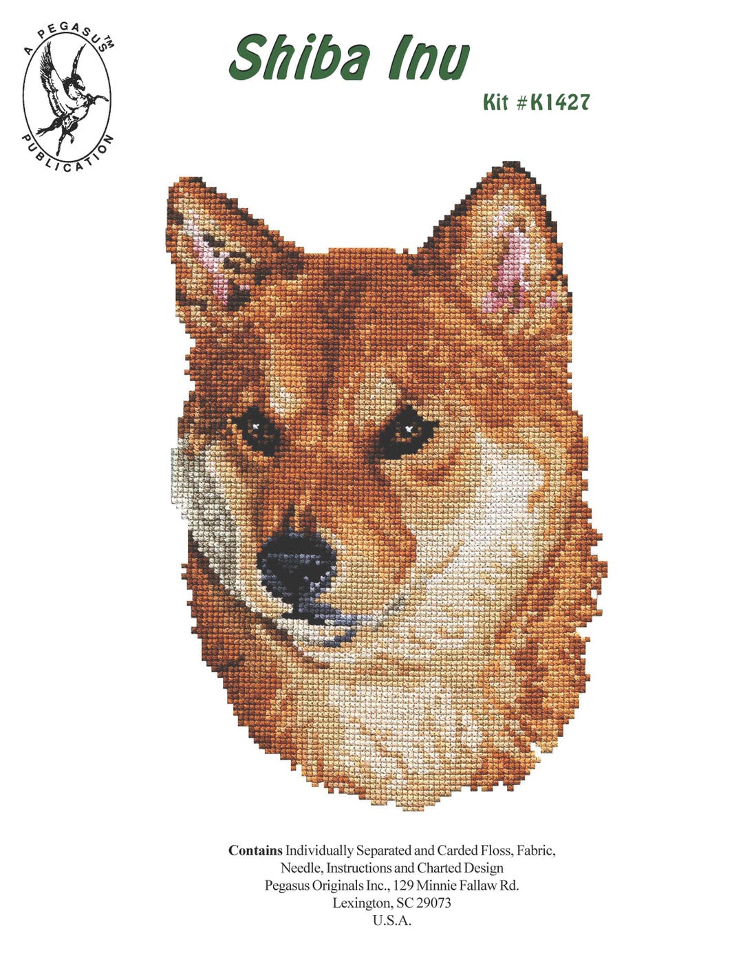Shiba Inu Cross Stitch Kit With Fabric, Chart, Floss and Needle - Etsy