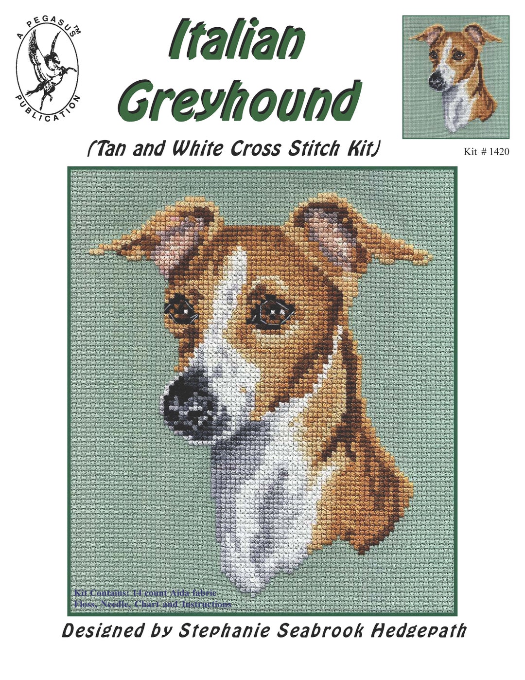 Italian Greyhound tan and White Cross Stitch Kit With Fabric, Sorted ...