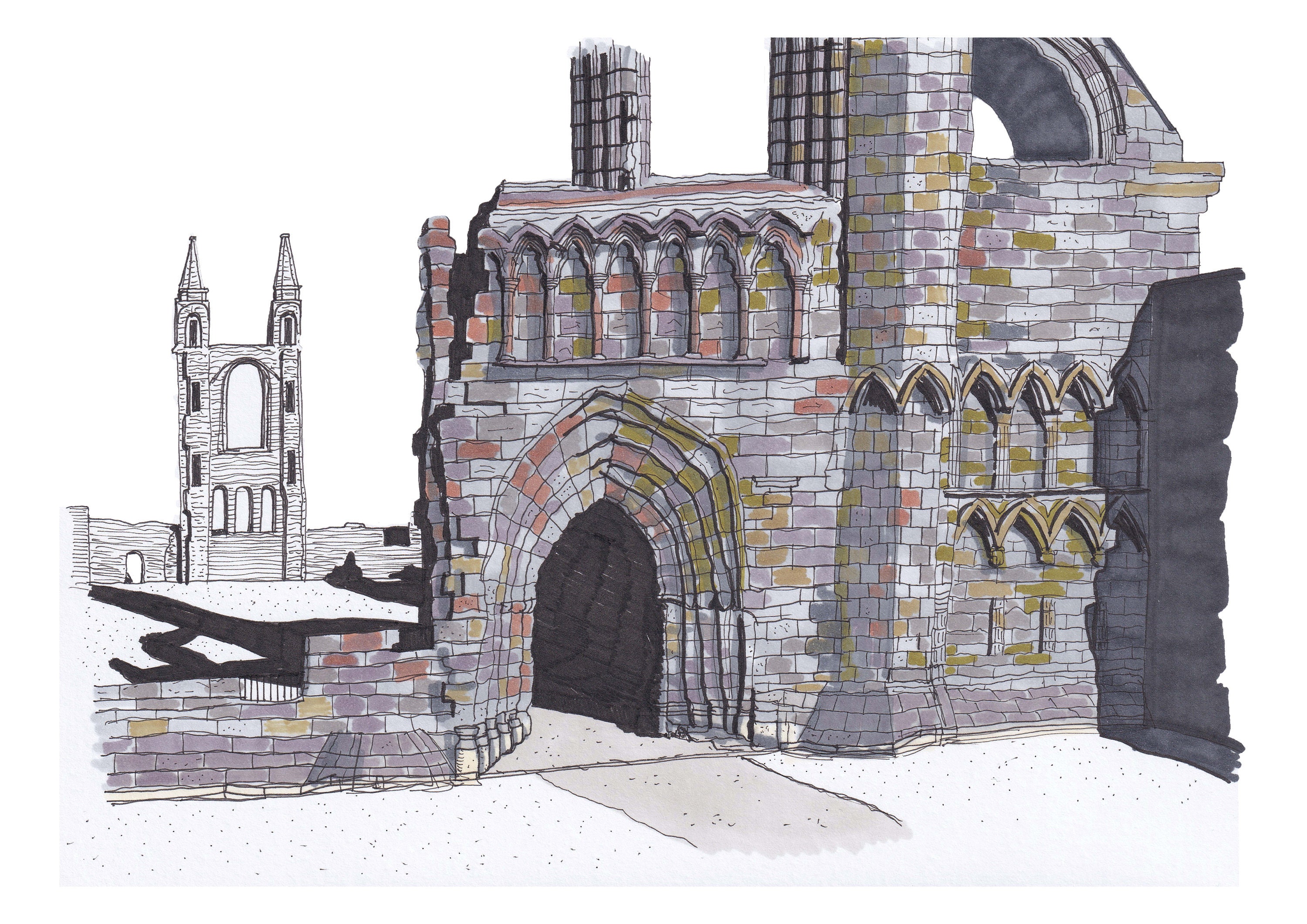 Stone Ruins. Print. Artwork. Art. Hand Drawn. Pen. Ink. - Etsy UK