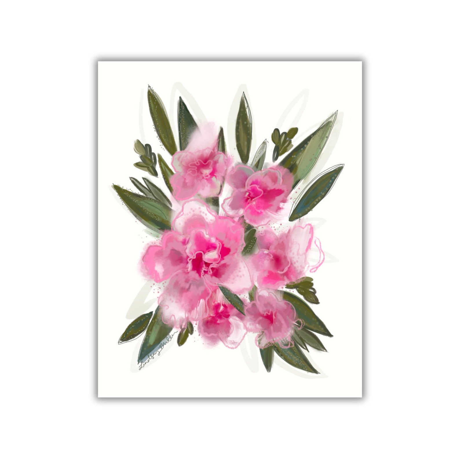 Azaleas | Floral Pink Art Print - Etsy