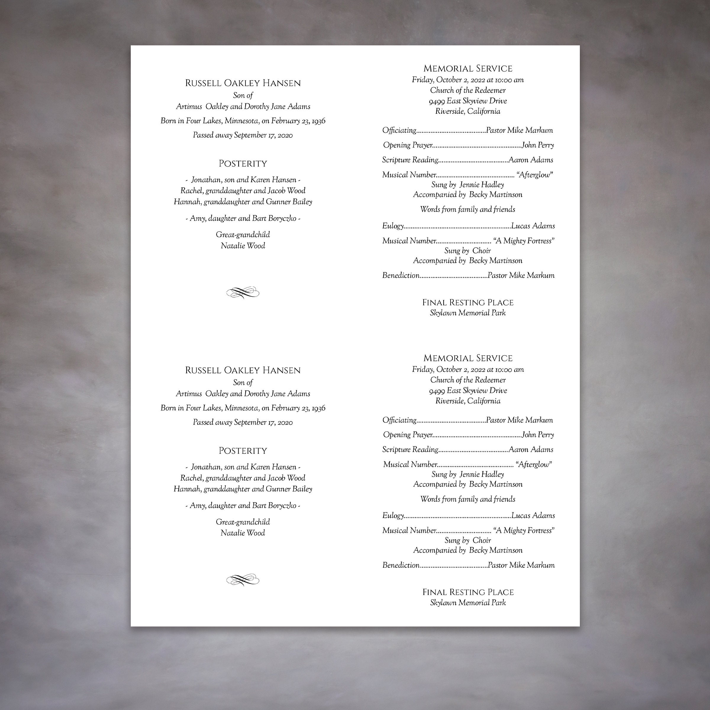 Patriotic Military Funeral Program Google Docs - Etsy