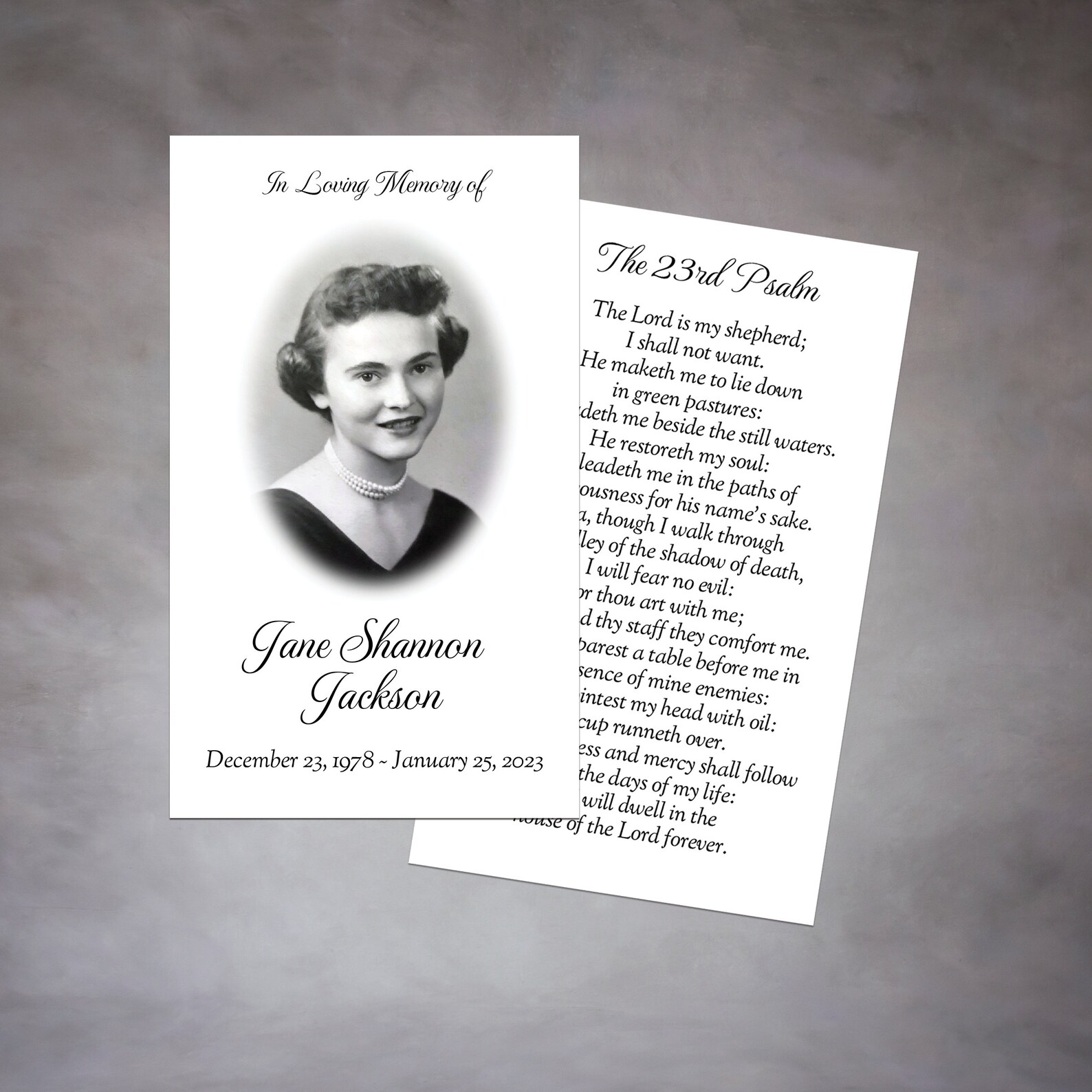 Photo Funeral Memorial Prayer Cards 100 3x5 Cards Printed and Shipped ...
