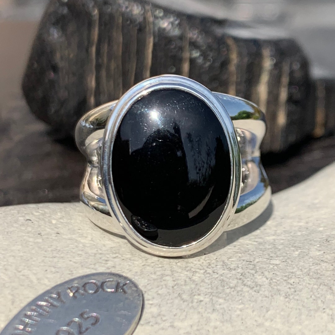Whitby Jet Ring, Gothic Ring, Statement Ring, Handmade in 925 Sterling ...
