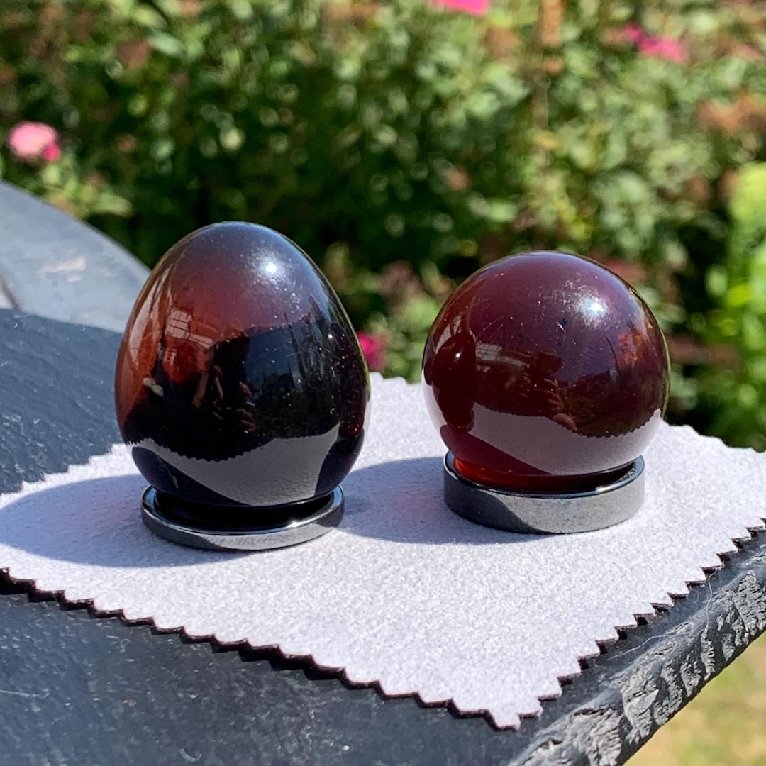 Borneo Amber Egg and Sphere Set, Hand Carved and Polished Amber Ball ...