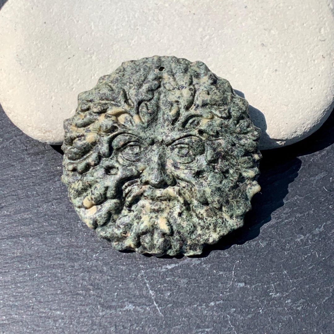 Preseli Bluestone Green Man Carving, Green Man Palm Stone, Welsh ...