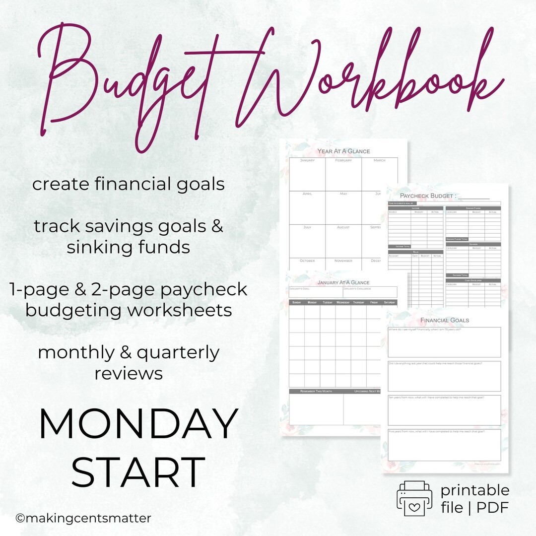 Ultimate Budgeting Workbook - MONDAY Start - Etsy