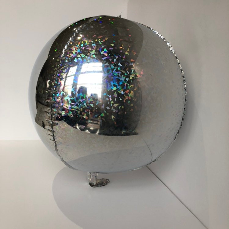 22 Giant Holographic Disco Silver Orb Metallic Balloon | Etsy