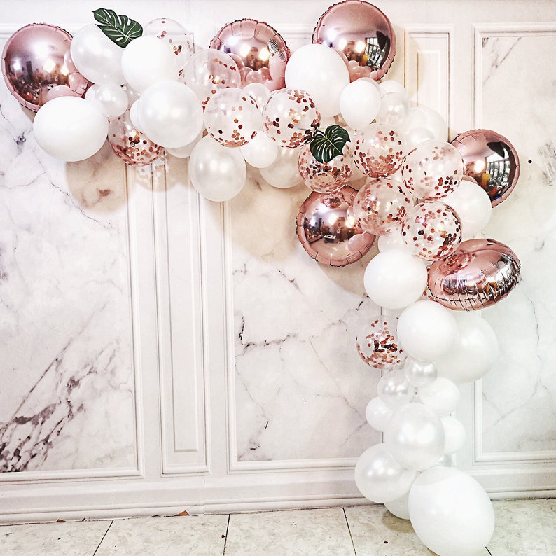 Rose Gold Balloon Arch Kit 70pcs Latex Confetti & Foil - Etsy UK