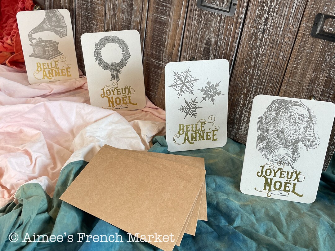 French Holiday Greeting Cards, Set of 4 - Handmade in Paris - Etsy
