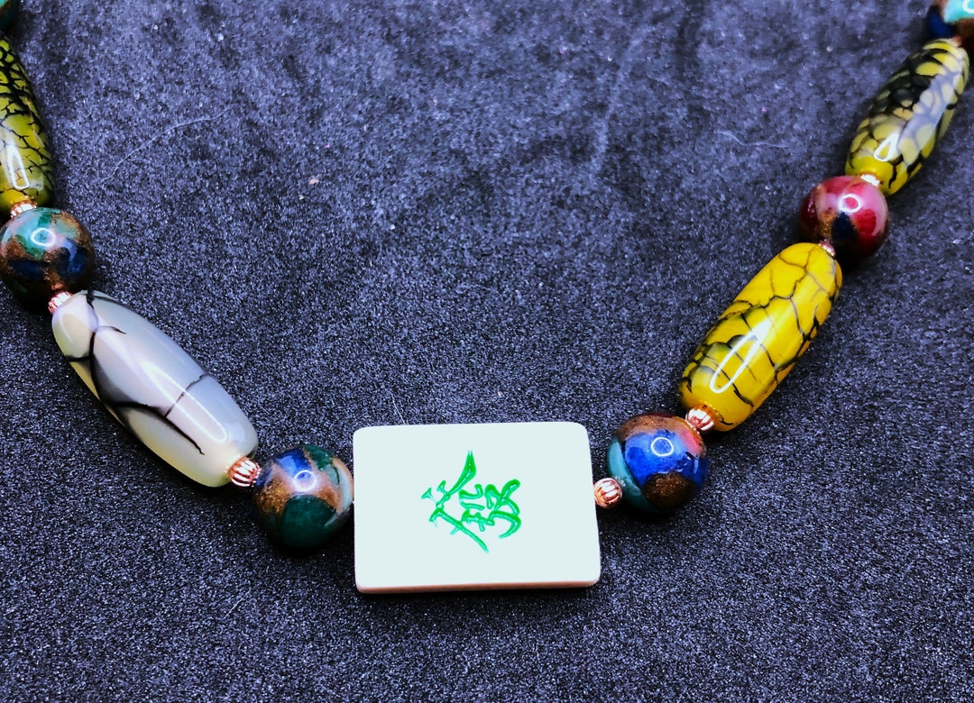 Mahjong Necklace With Glass and Gem Beads - Etsy