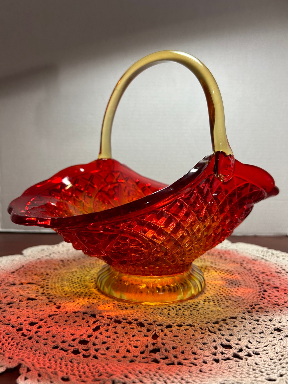 Amberina Glass Basket - Etsy