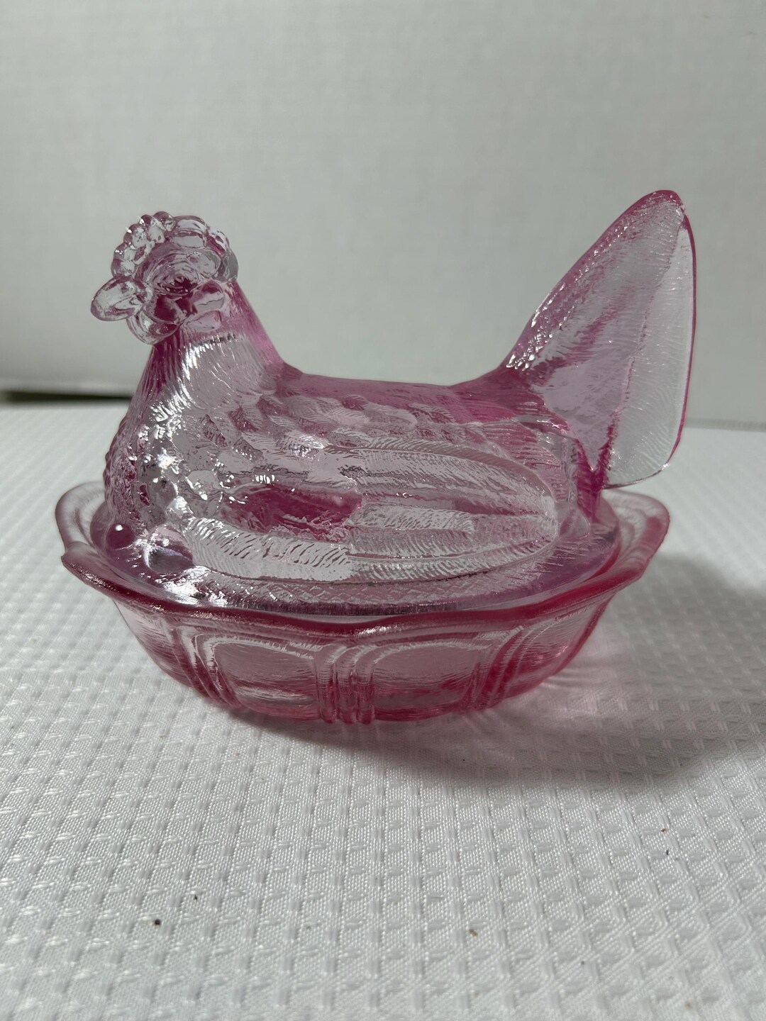 Vintage Fenton Pink Glass Hen on Nest Candy Dish Chicken Basket - Etsy