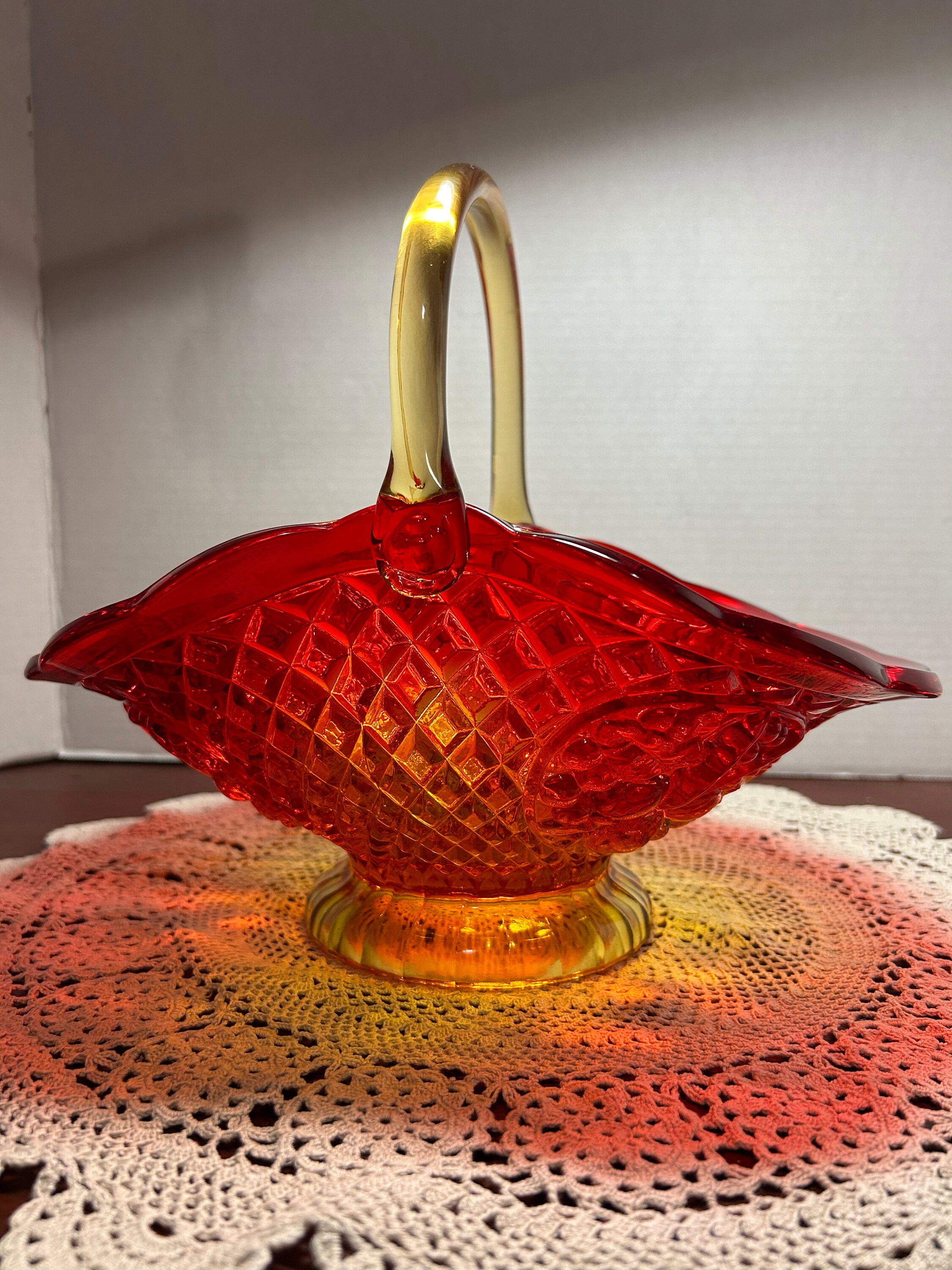 Amberina Glass Basket - Etsy