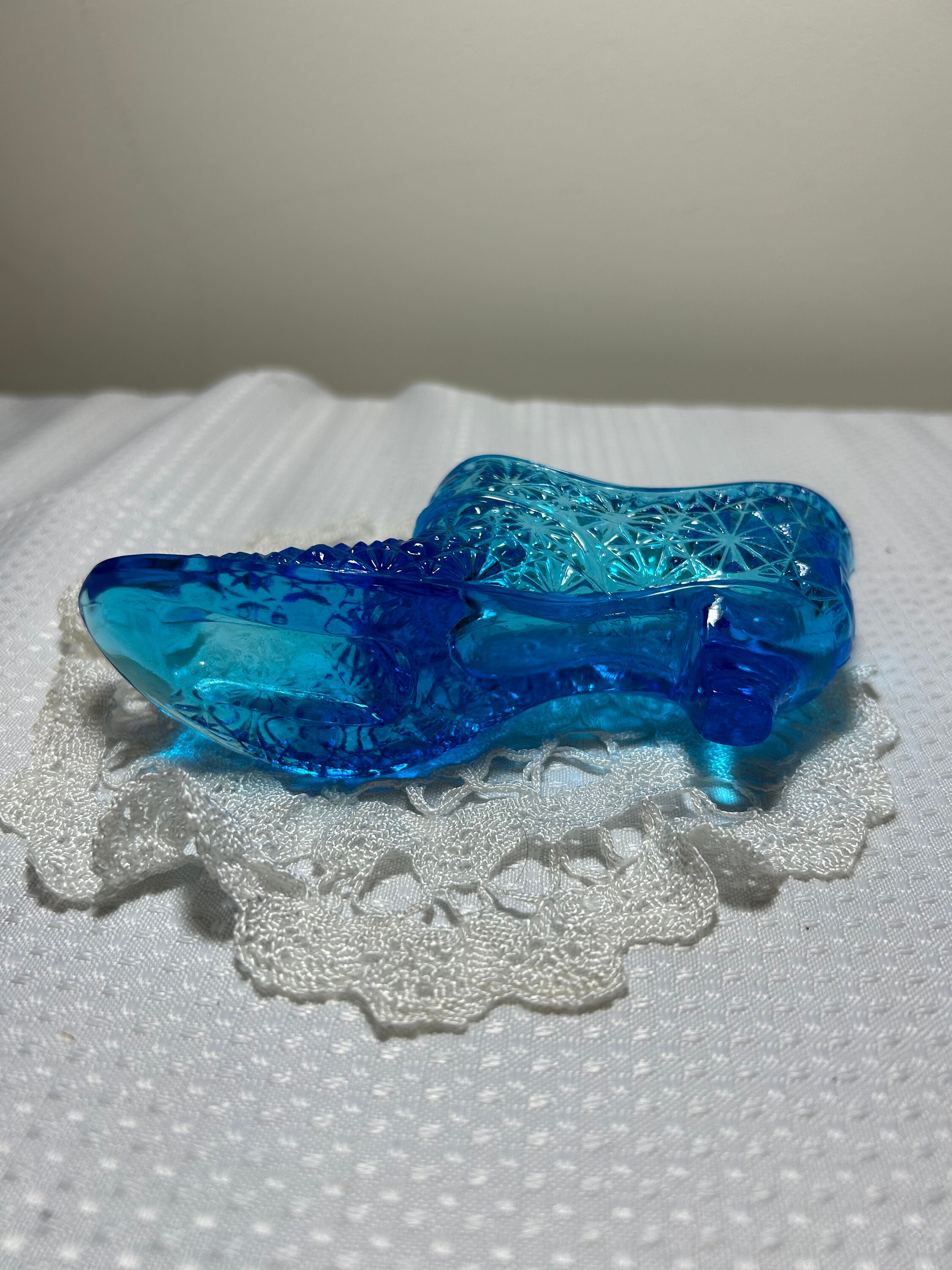 Colonial Blue Glass Shoe Slipper Daisy & Button Pattern - Etsy
