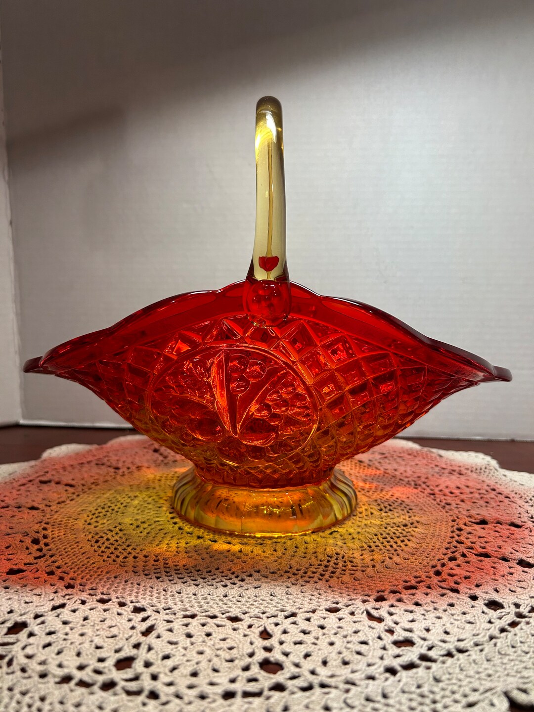 Amberina Glass Basket - Etsy