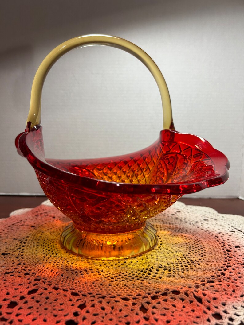 Amberina Glass Basket - Etsy