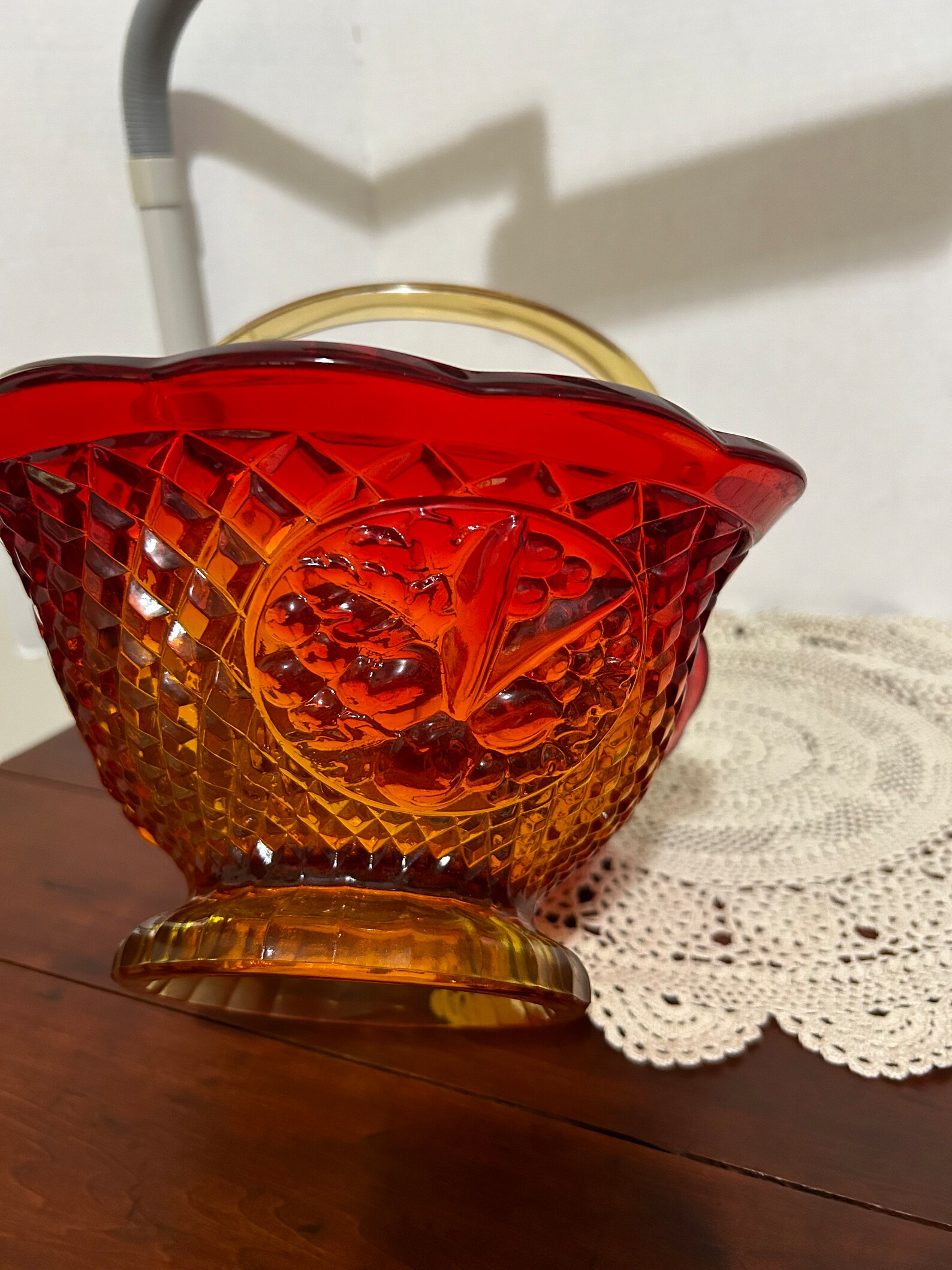 Amberina Glass Basket - Etsy