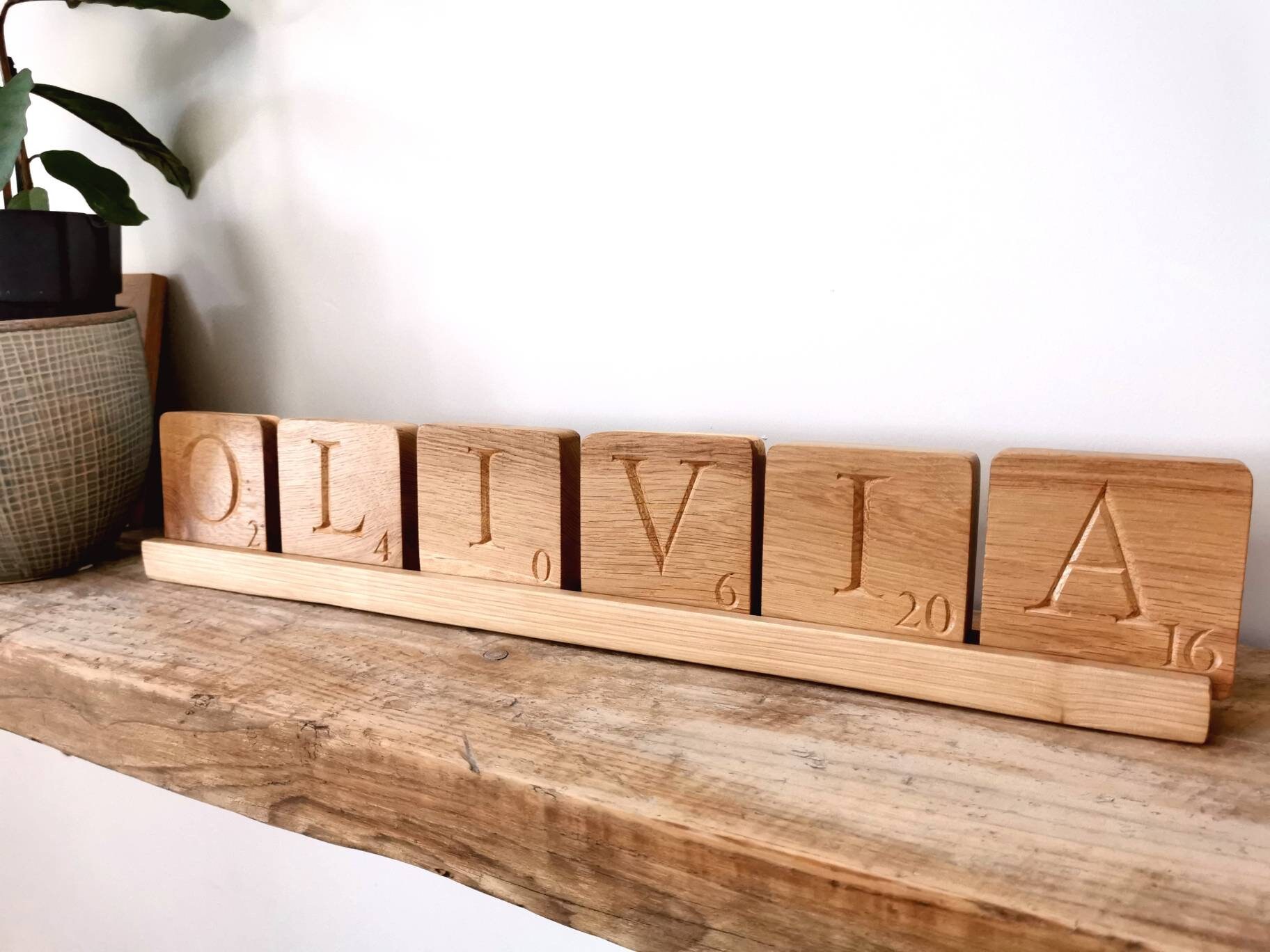 Large Personalised Scrabble Tiles Hand Carved - Etsy