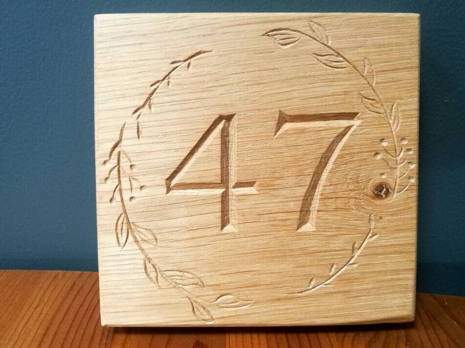 Hand Carved House Number, With Decorative Surround, Oak - Etsy UK