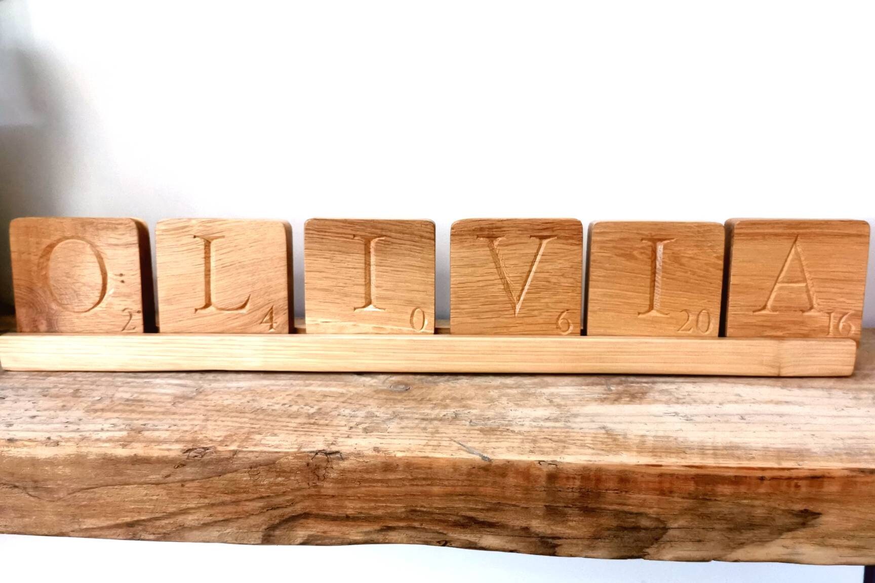 Large Personalised Scrabble Tiles Hand Carved Etsy