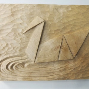 Hand Carved Origami Swan Ash - Etsy