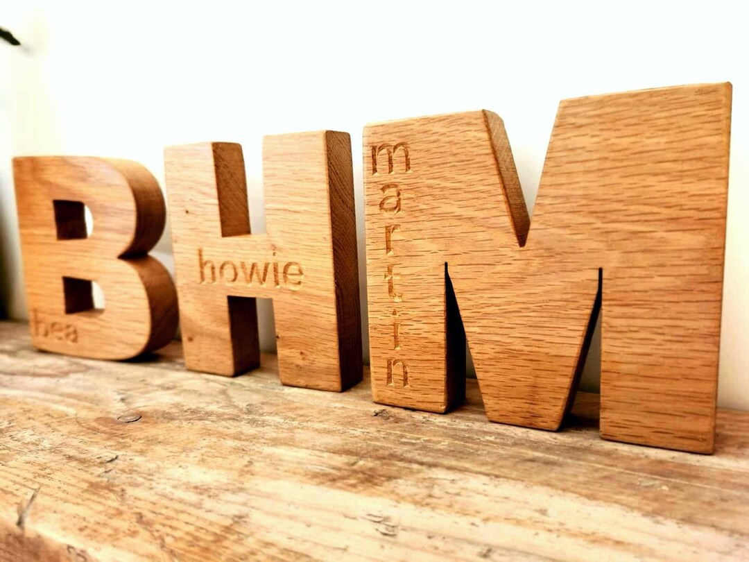 Three Dimensional Hand Carved Wooden Letters Personalised - Etsy UK