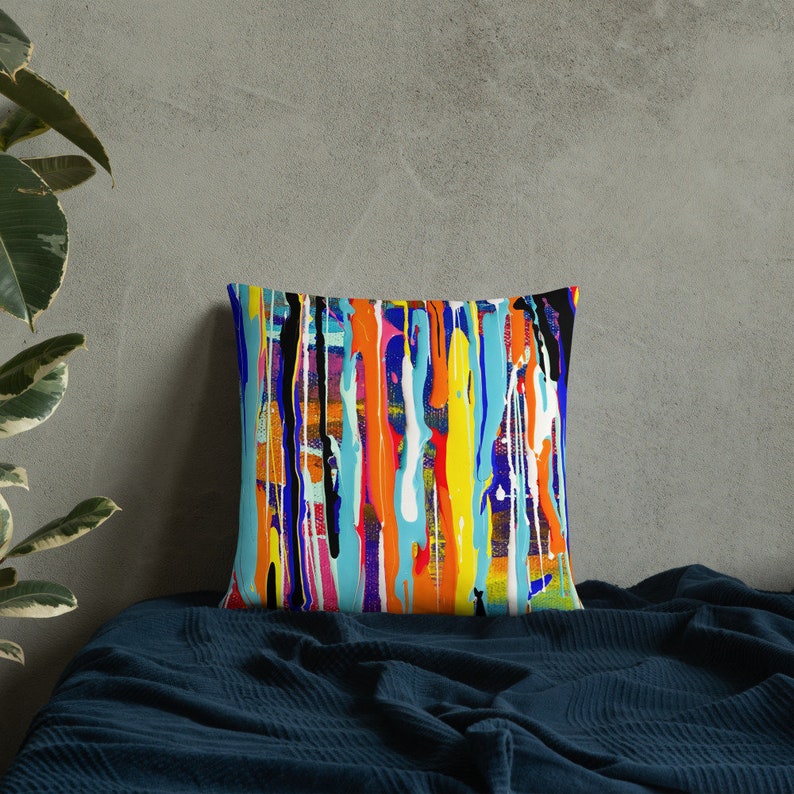 Abstract Art Cushion, Decorative Pillow, Stylish Pillow, Vibrant ...