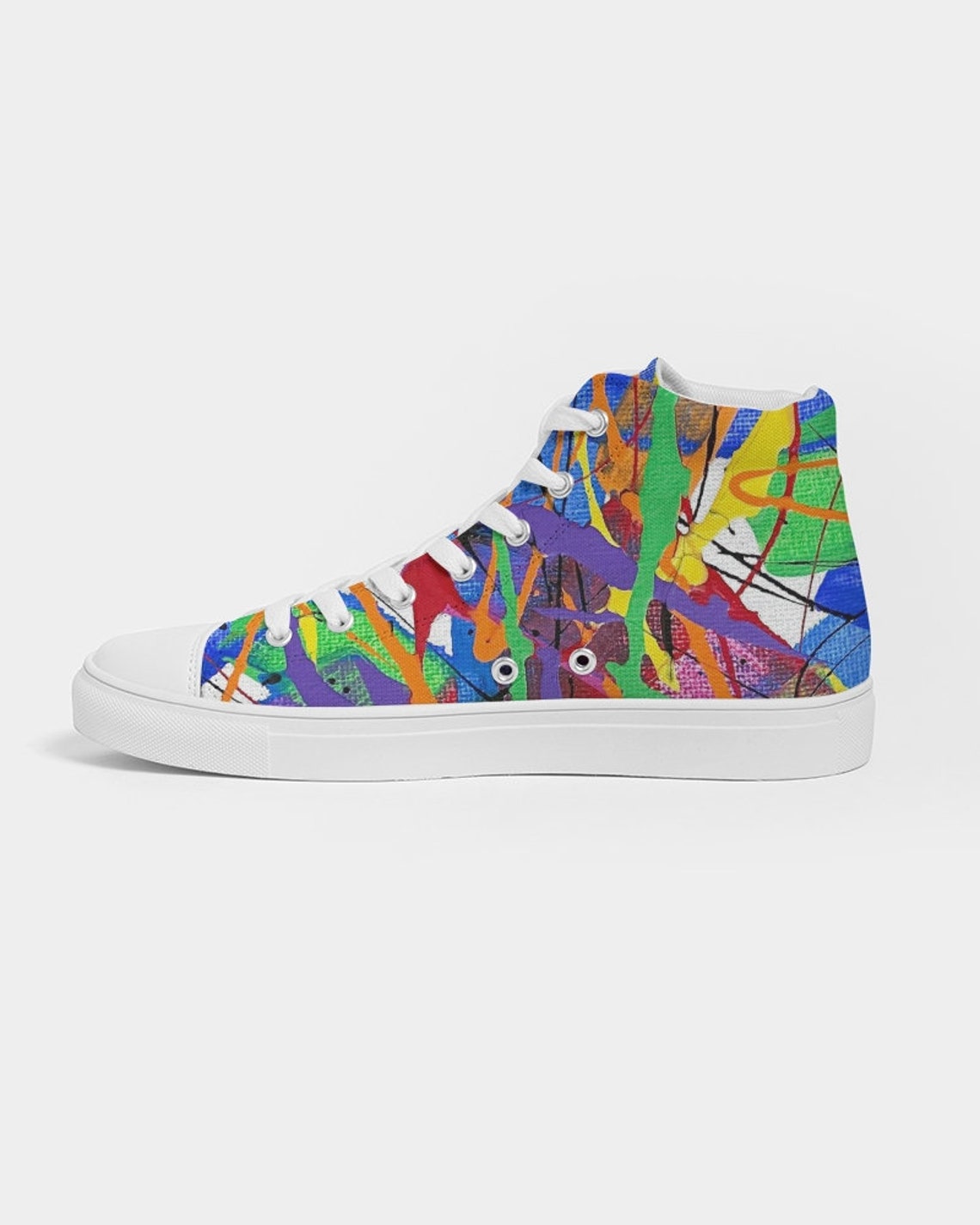Men's Hightop Canvas Shoe, Art Printed Shoes, Abstract Art Sneakers ...