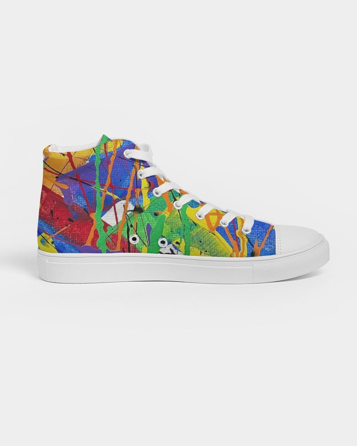 Men's Hightop Canvas Shoe, Art Printed Shoes, Abstract Art Sneakers ...