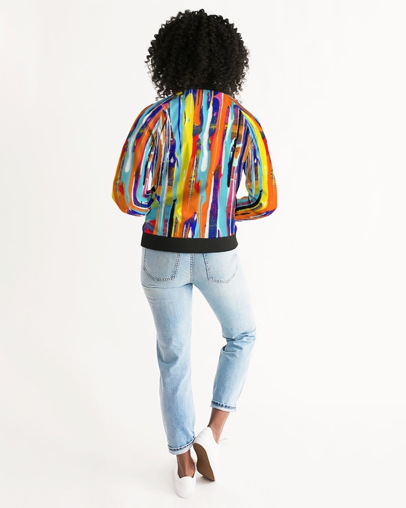 Women's Bomber Jacket, Abstract Art Colorful Jacket, Bomber Jacket for ...