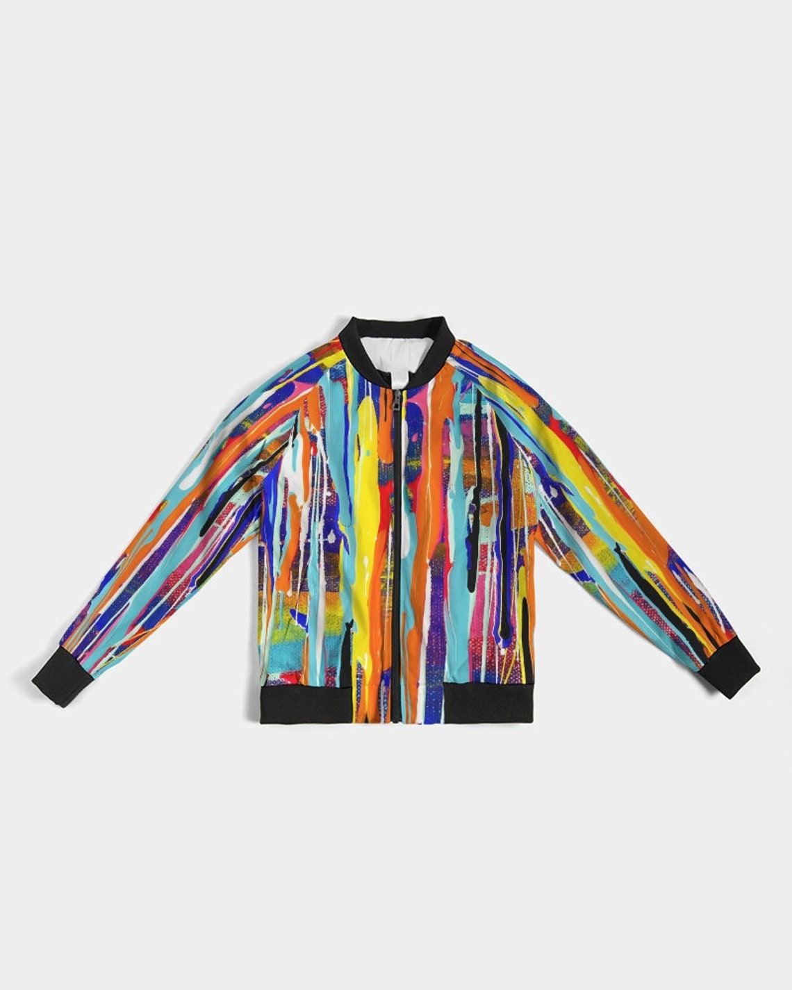 Women's Bomber Jacket, Abstract Art Colorful Jacket, Bomber Jacket for ...