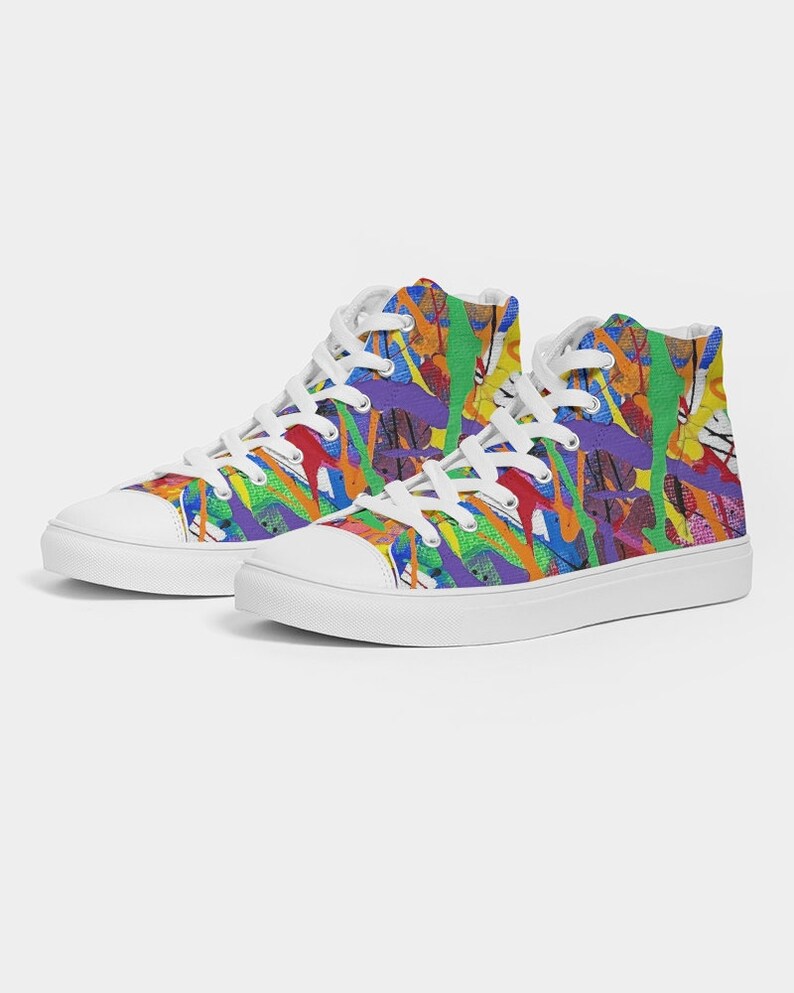 Men's Hightop Canvas Shoe, Art Printed Shoes, Abstract Art Sneakers ...