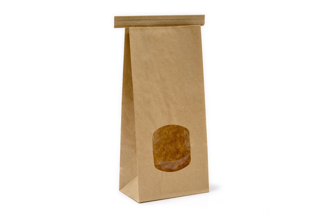Poly Lined Kraft Paper Window Tin Tie Bags 500g (1lb) Food Suitable ...
