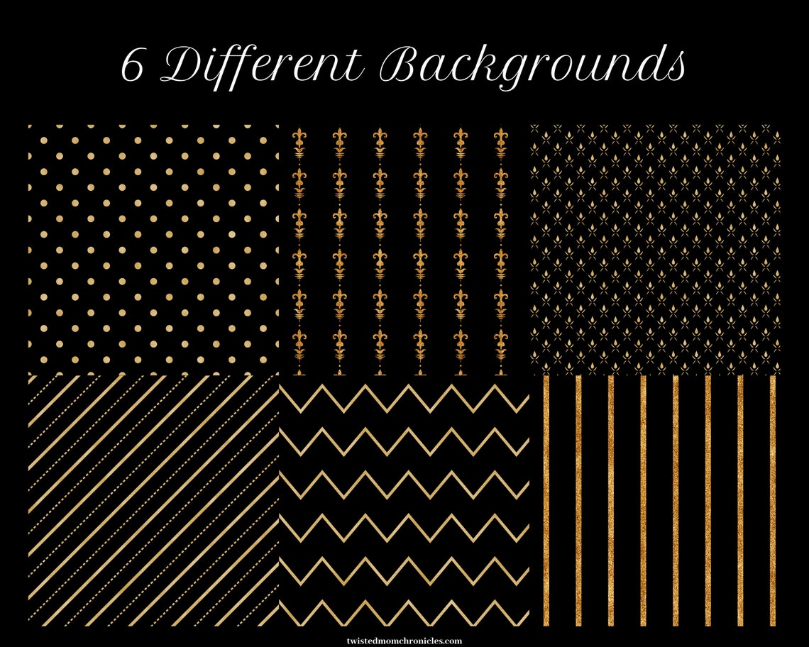 12 Month Calendar Bundle Black and Gold Calendar Set Instant | Etsy