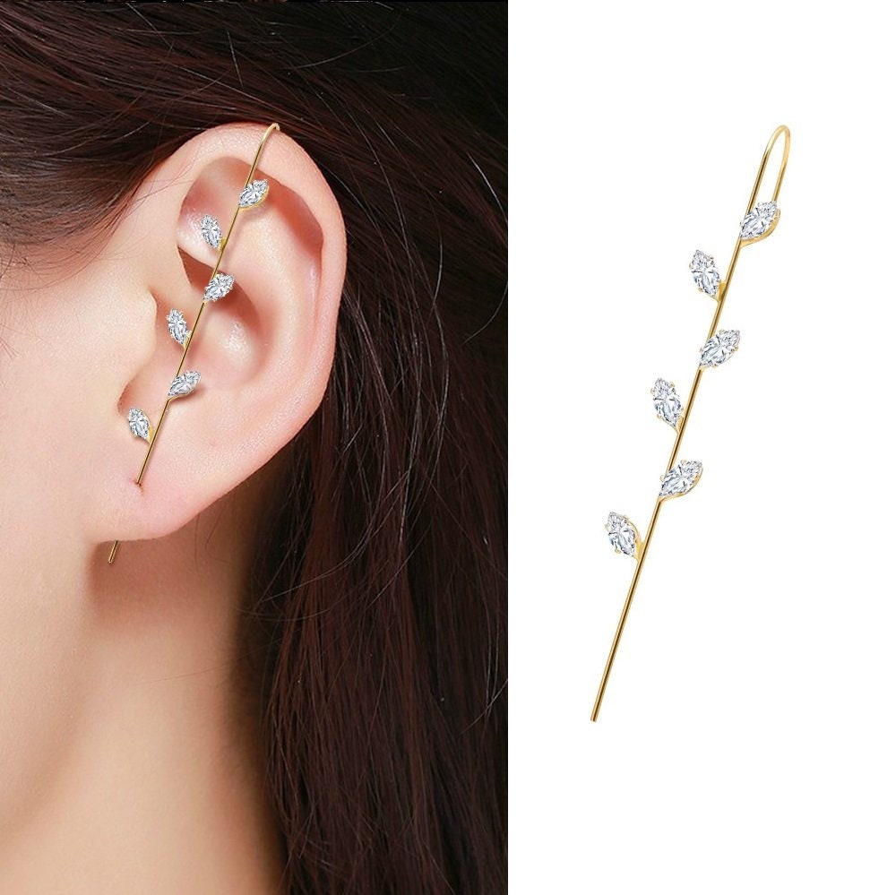 Gold Plated Marquee Studded Ear Cuff Bar Earring - Etsy