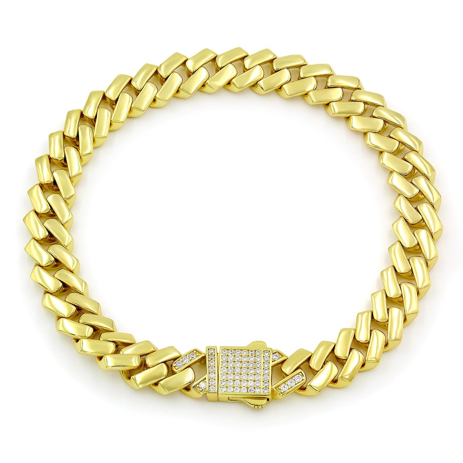 925 Sterling Silver Miami Cuban Edged Chain or Bracelet Cubic - Etsy