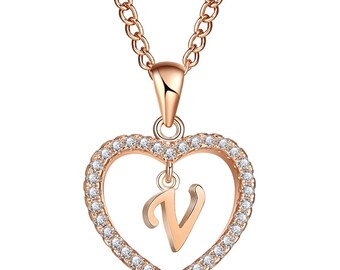 V Initial Pendant - Etsy
