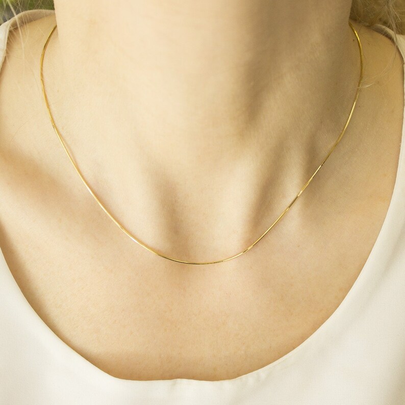 14K Yellow Gold 0.8mm Octagonal Snake Pendant Chain FREE - Etsy