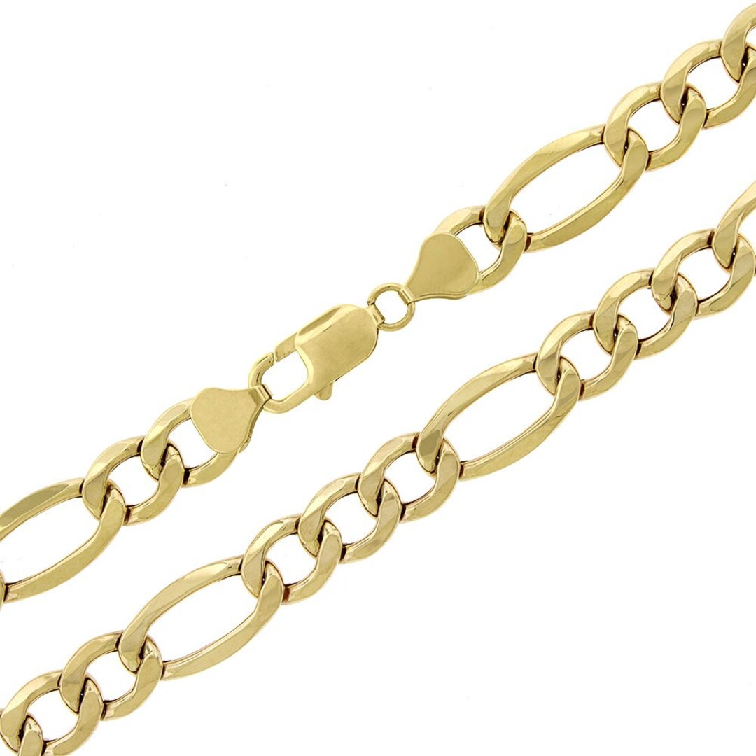 14K Yellow Gold 9mm Hollow Figaro Chain FREE Microfiber - Etsy