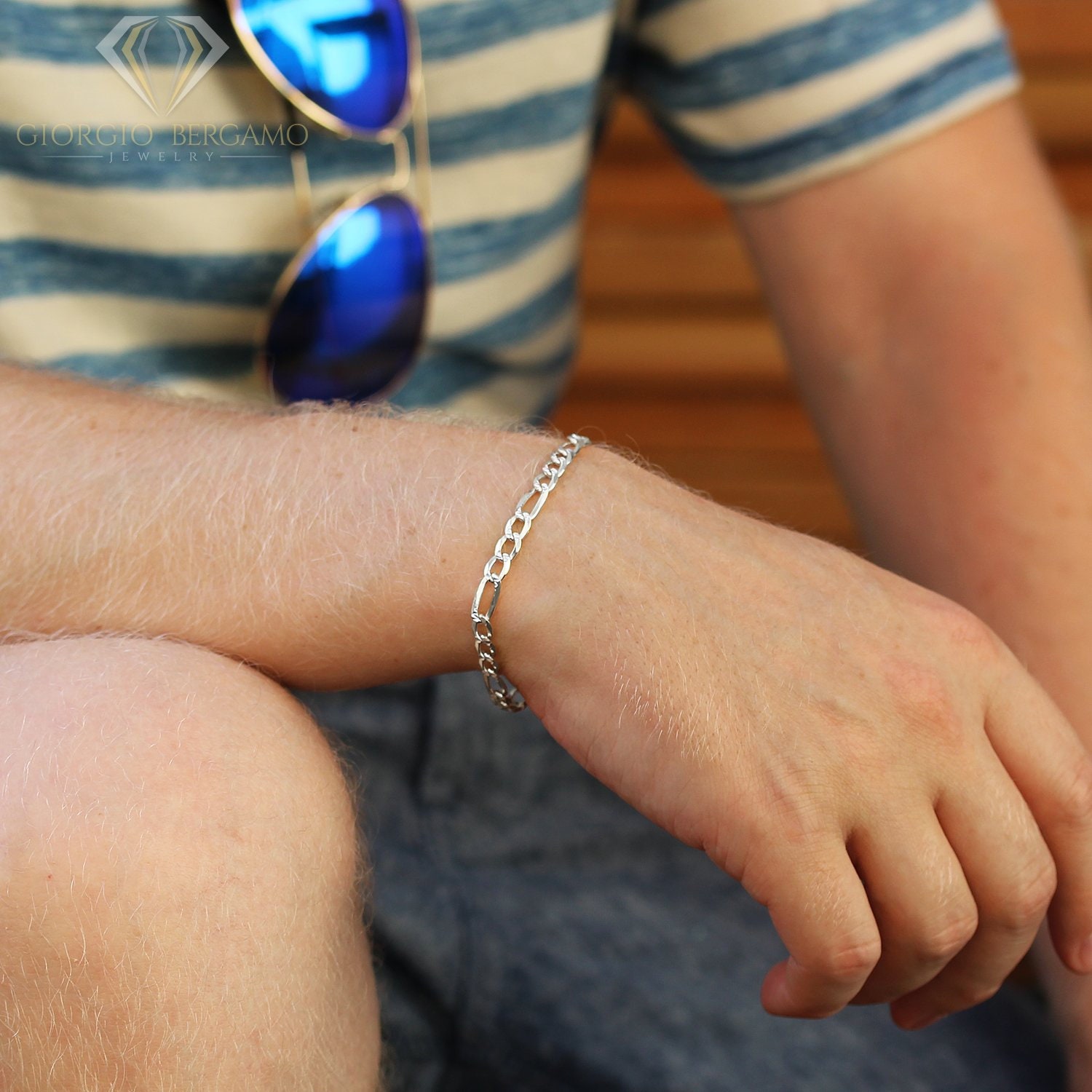 925 Italian Sterling Silver 5mm Solid Figaro Diamond Cut | Etsy