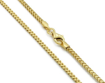 14K Yellow Gold 1mm Solid Franco Chain FREE Microfiber Cloth | Etsy