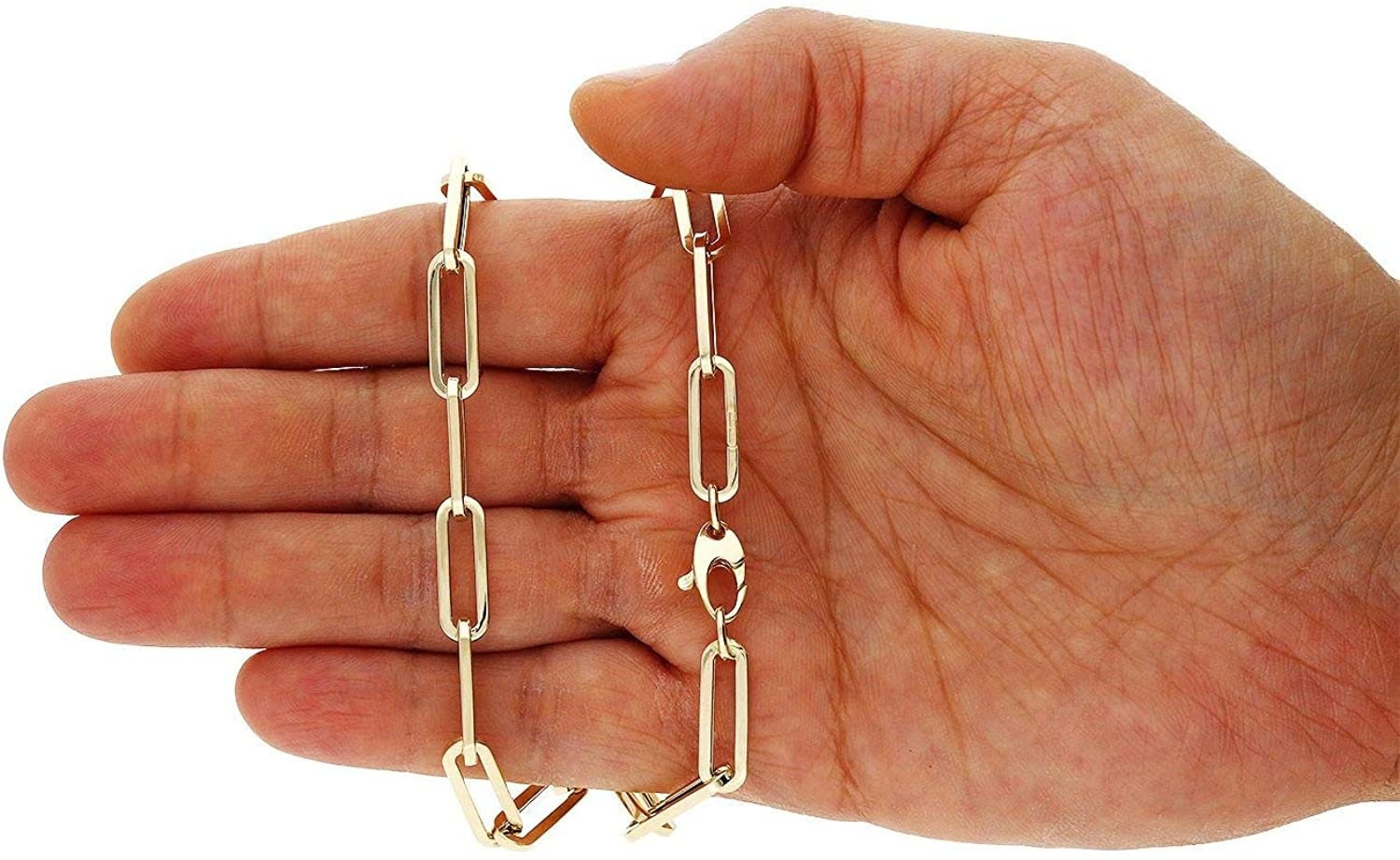 14K Yellow Gold Paper Clip 6mm High Polish Cable Link Necklace | Etsy