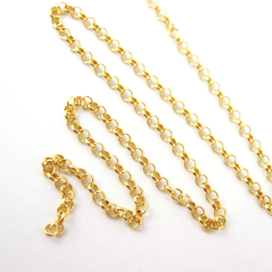 10K Yellow Gold 2mm Rolo Pendant Chain FREE Microfiber Cloth - Etsy