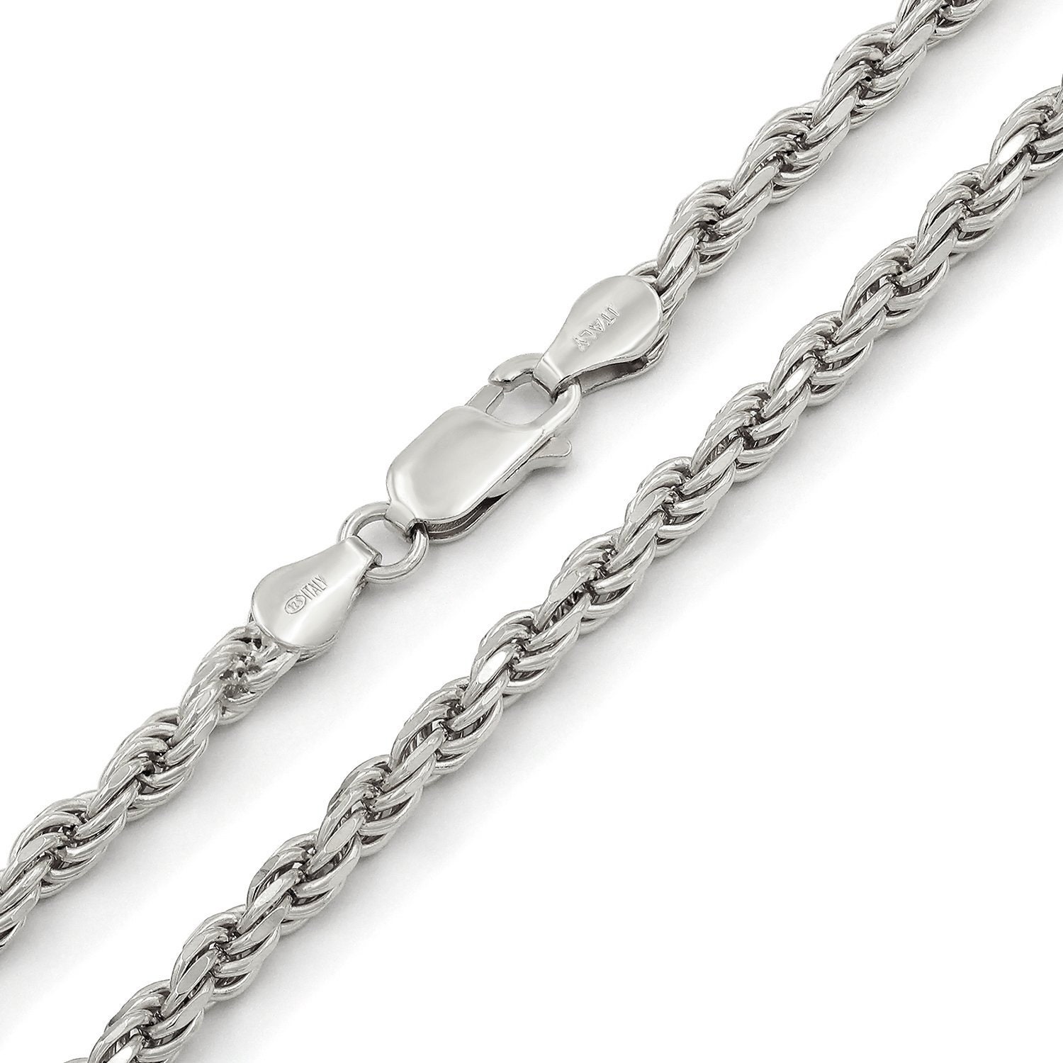 925 Italian Sterling Silver 4mm Solid Rope Diamond Cut Chain - Etsy