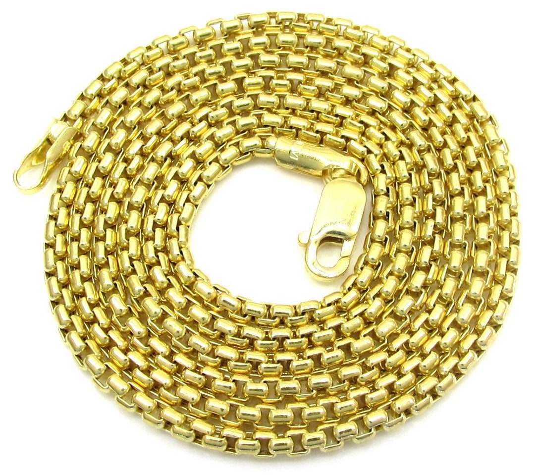 14K Yellow Gold 1.5mm Round Box Chain FREE Microfiber Cloth - Etsy