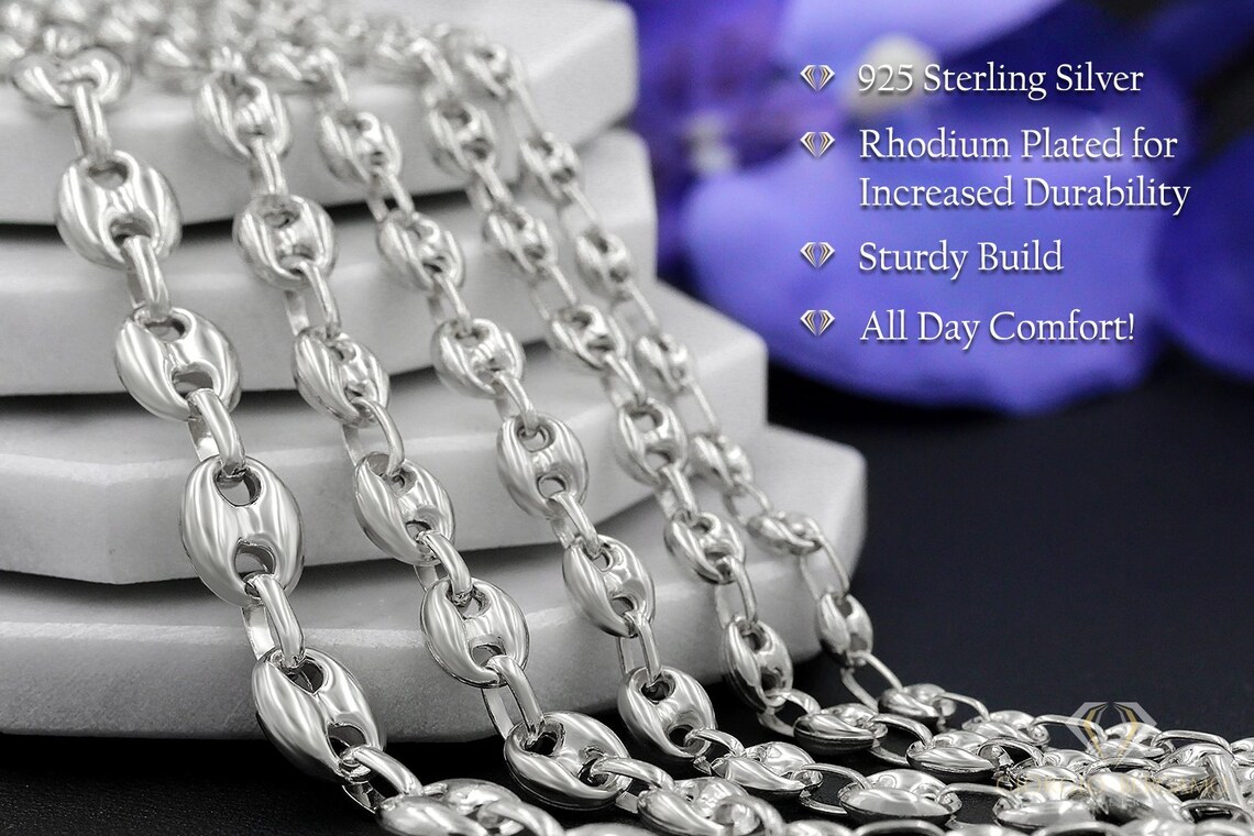 925 Sterling Silver 11mm Puff Mariner Chain FREE Microfiber - Etsy
