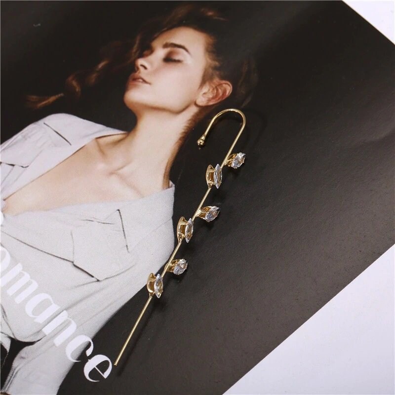 Gold Plated Marquee Studded Ear Cuff Bar Earring - Etsy