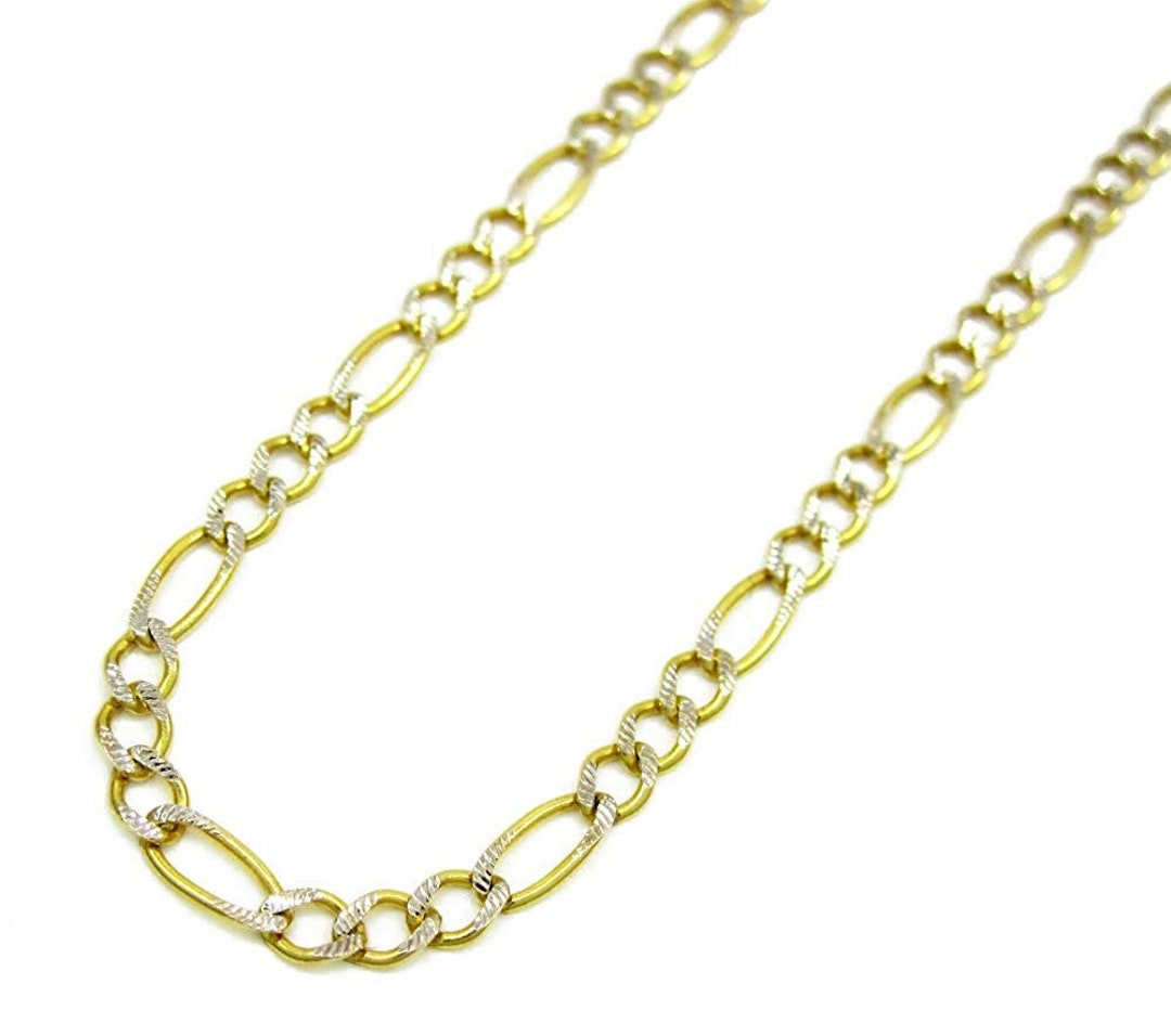 14K Yellow Gold 6mm Solid Figaro Diamond Cut Chain Diamond - Etsy